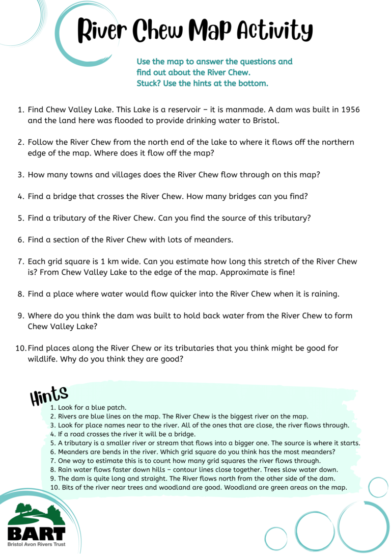 River Chew on a map activity for KS2 and KS3