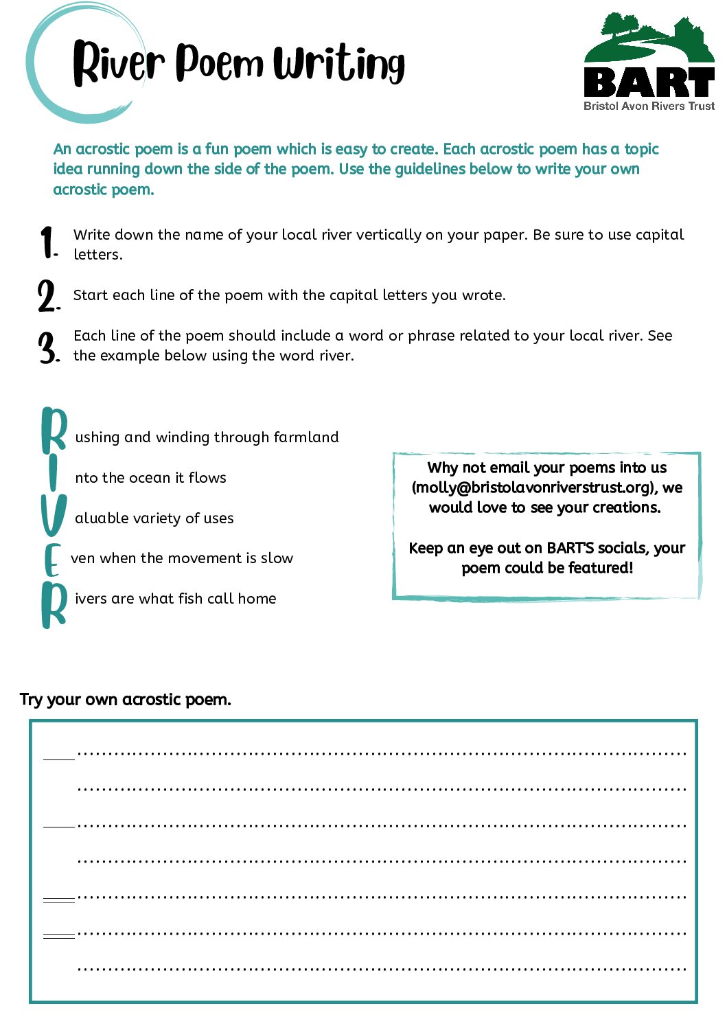River Poem Writing Activity - Bristol Avon Rivers Trust
